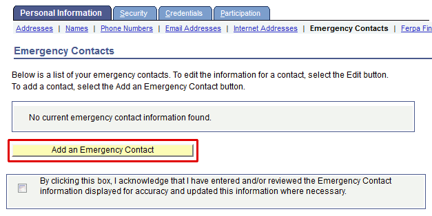 Instructions: Emergency Contact Information